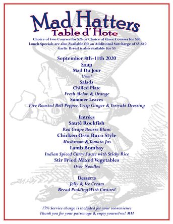 Mad Hatters | Our Menus