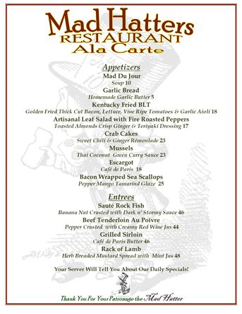 Mad Hatters | Our Menus