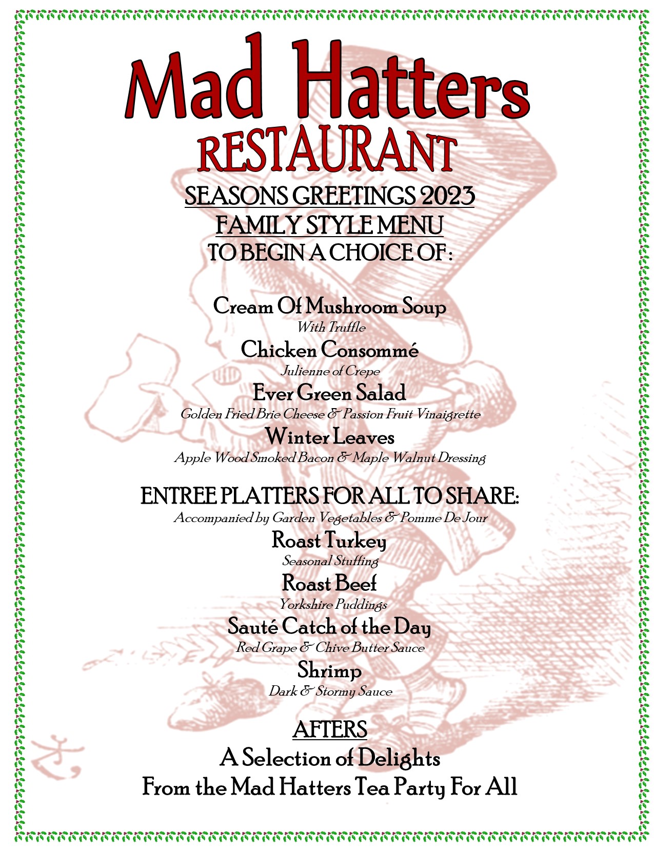 Mad Hatters | Our Menus